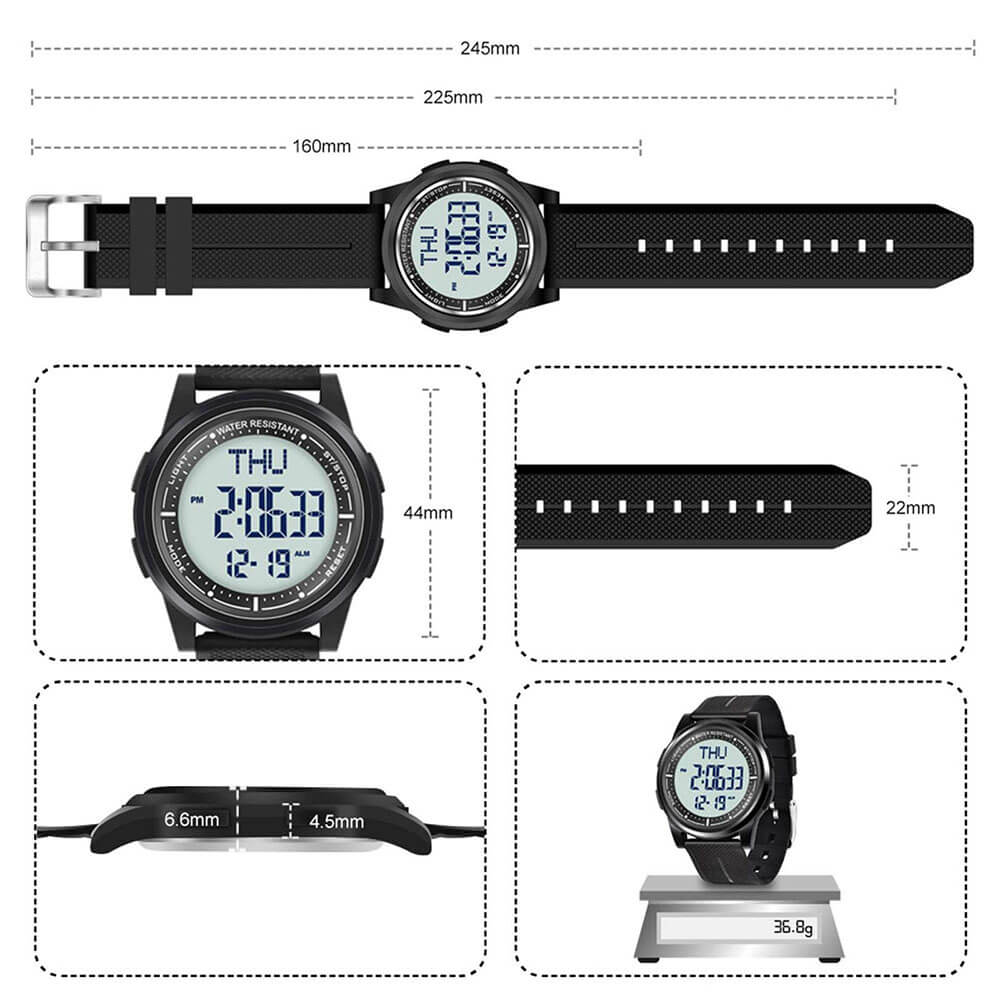 Beeasy AW02 Ultra-Thin Waterproof Digital Wrist Watch for Men