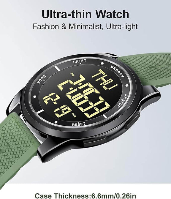 Ultra-Thin Digital Waterproof Watch with Metal Case – Beeasy AW02-1