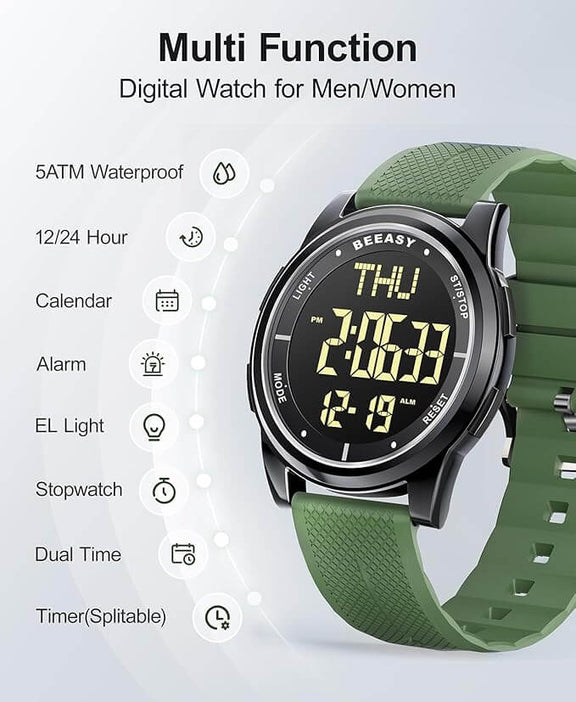 Ultra-Thin Digital Waterproof Watch with Metal Case – Beeasy AW02-1